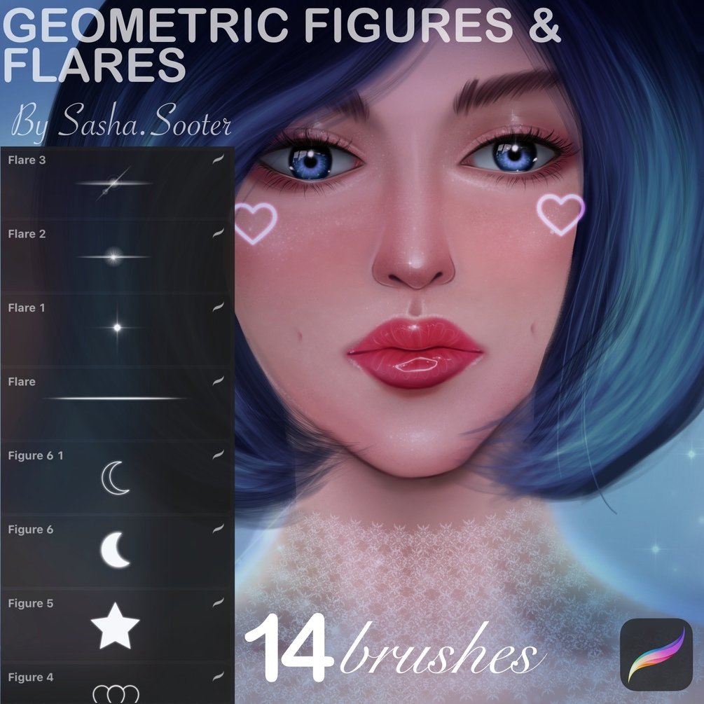 Glowing geometric figures (stamps) for Procreate