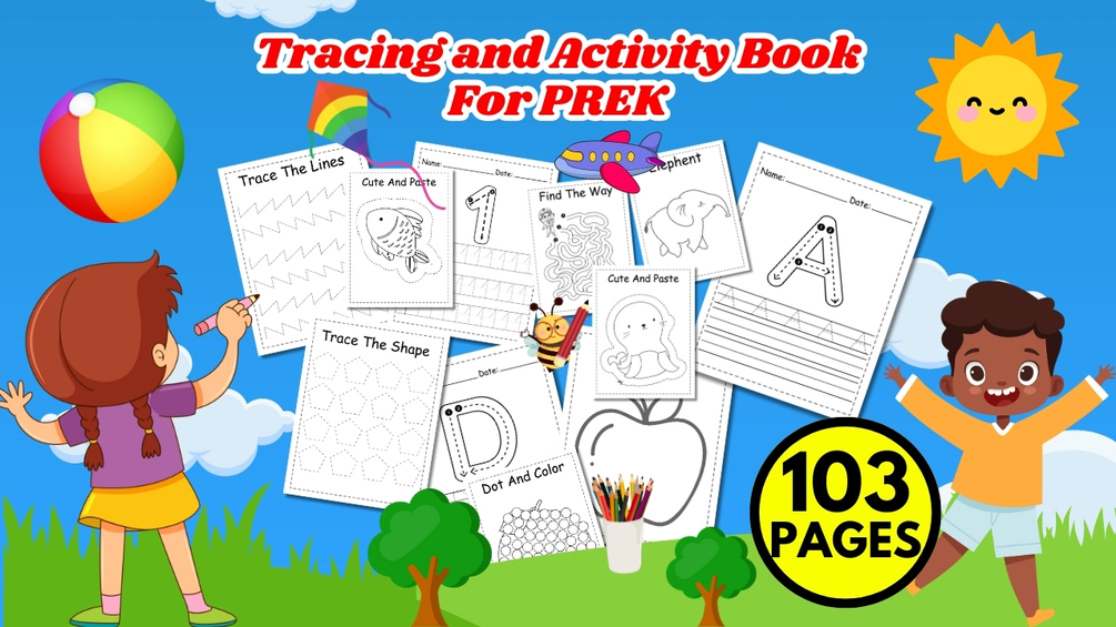 Preschool KIDS Tracing and Activity Book l Editable Activity Sheets