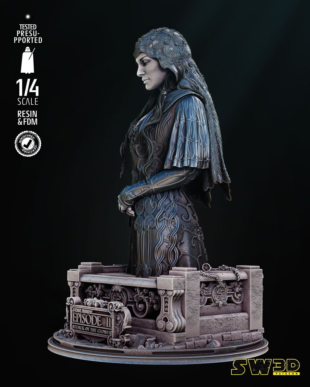 Padme Bust - Star Wars 3D Models - Tested and Ready for 3D printing