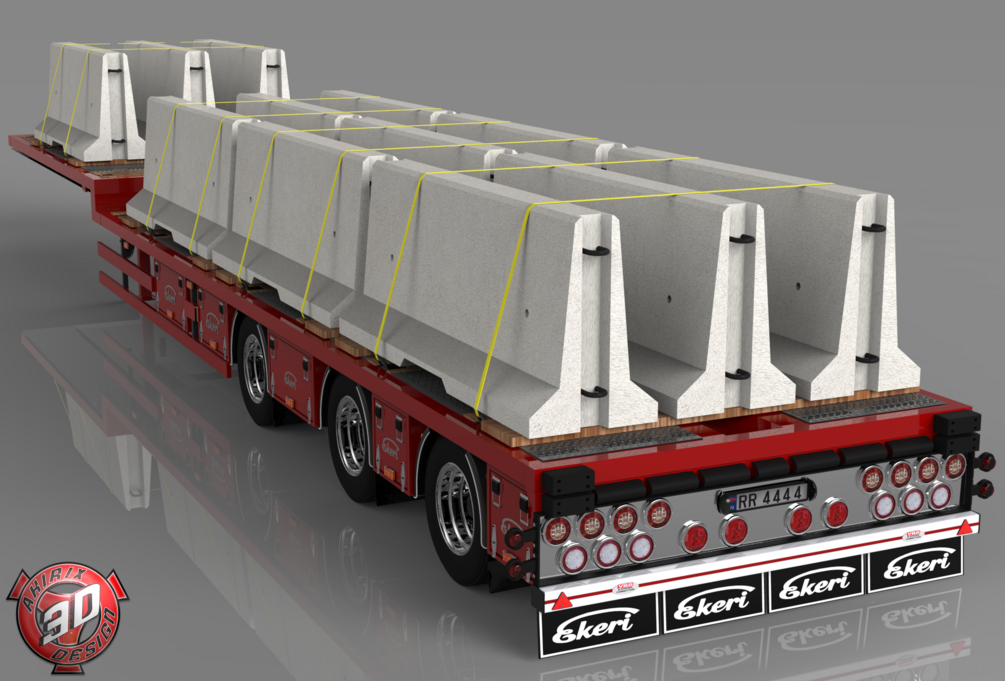 3D Custom Ekeri Flatbed Trailer Concrete Blocks Load