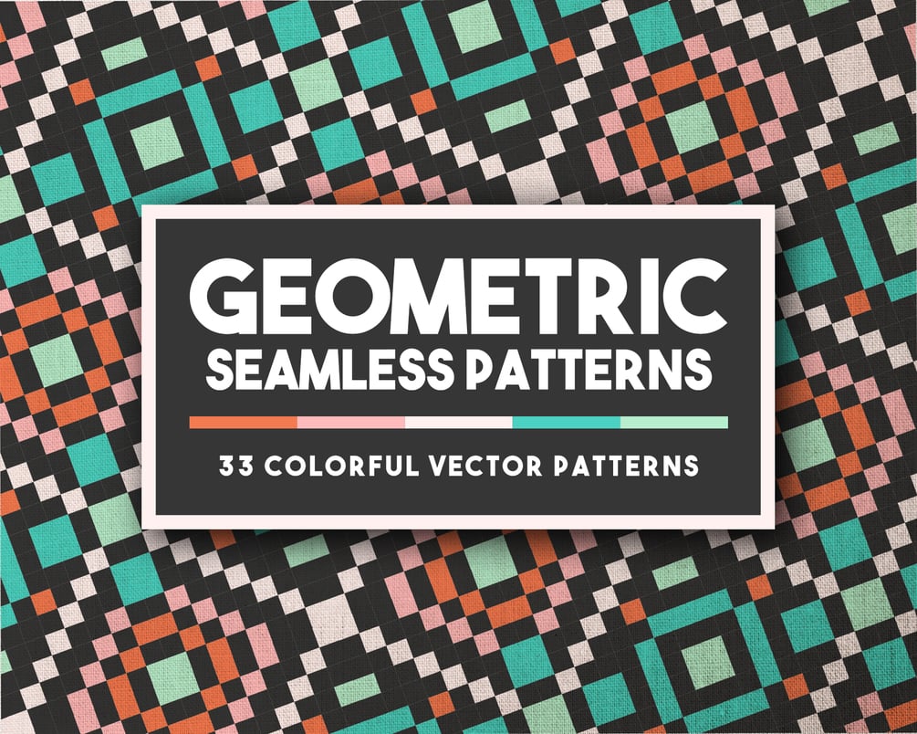 GEOMETRIC SEAMLESS PATTERNS - 33 Colorful Vector Patterns