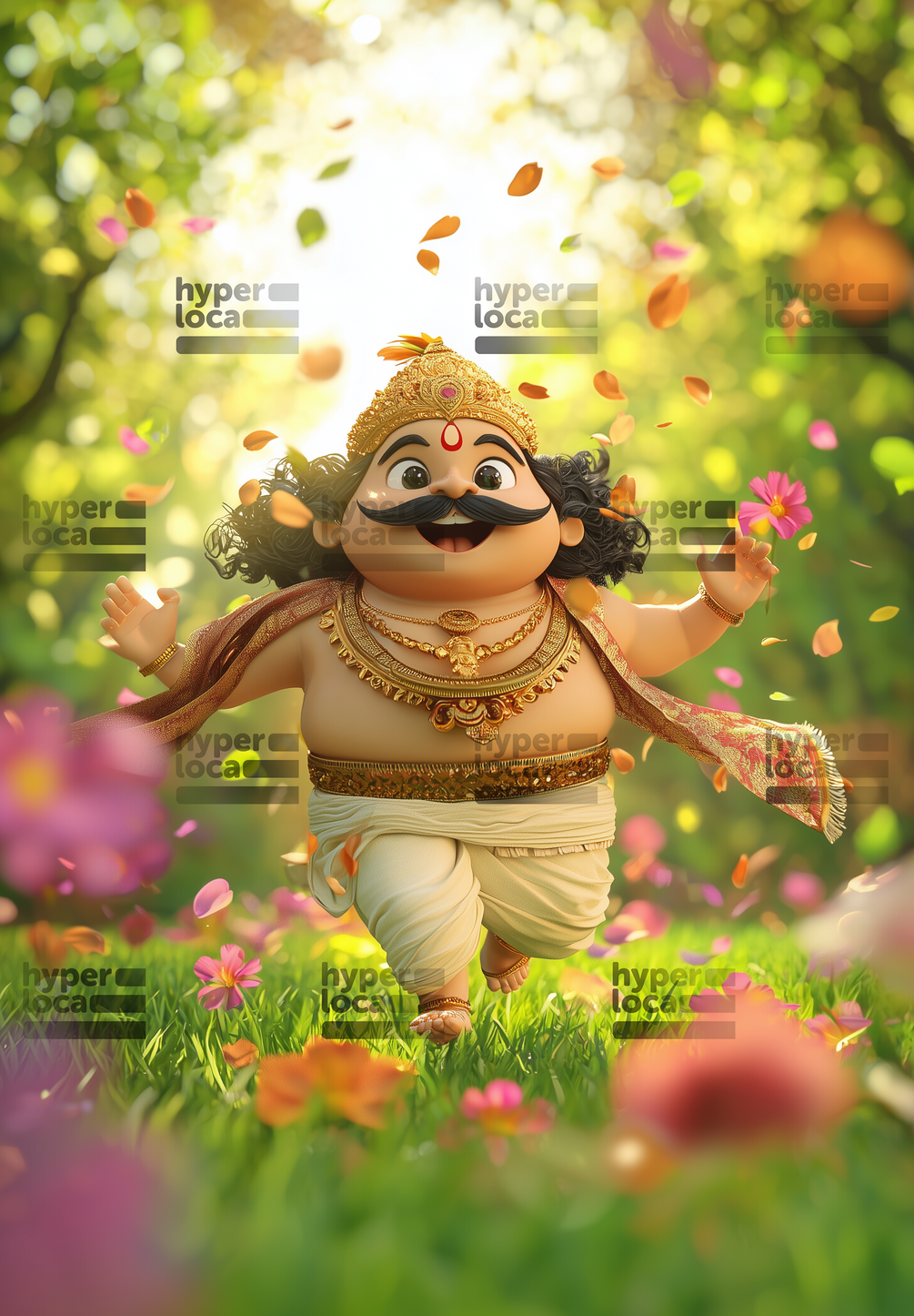 Vibrant Maveli Mahabali Stock Illustration - Onam Festival Art a5
