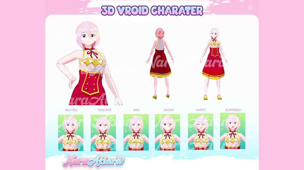 3D Vroid Character Design Anime Girl Pink Short Hair Christmas Costume ...