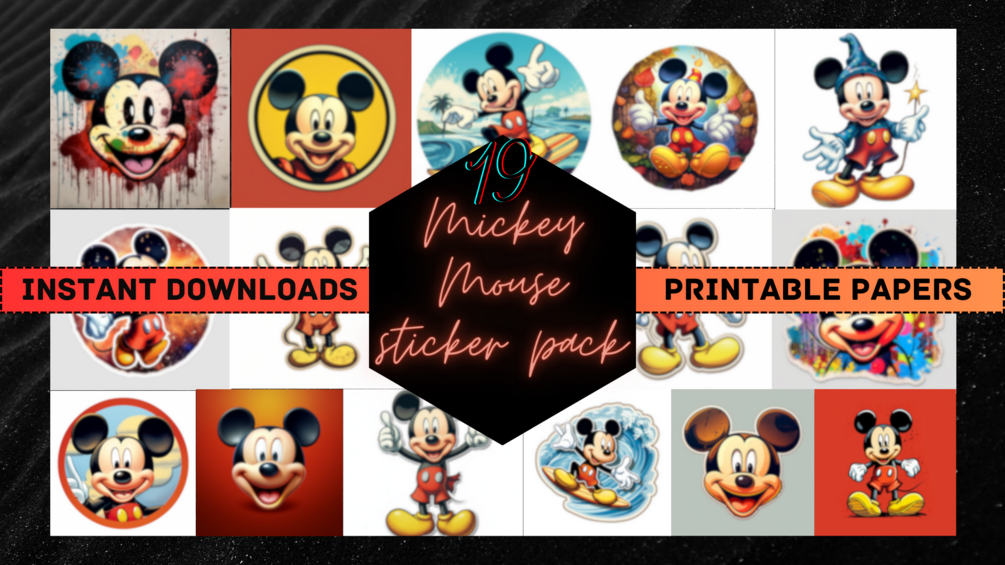 Mickey Mouse sticker pack (19), Printable stickers, Cartoon Style ...