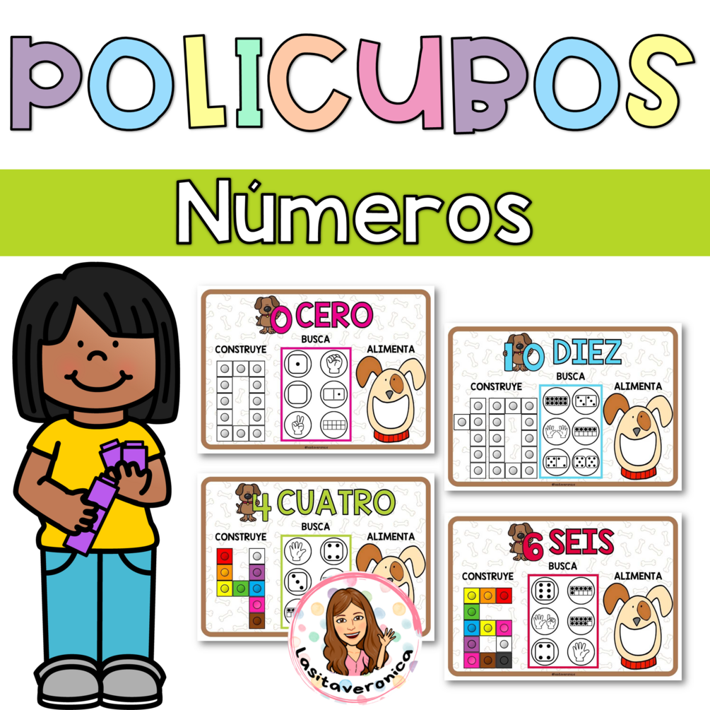 Policubos Números/ Numbers Snap cubes. Math Center. Spanish