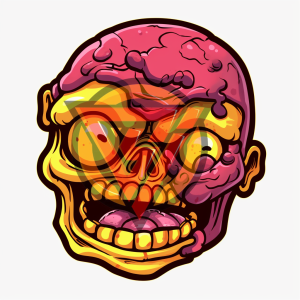 Melting Horror – Zombie Skull Digital Illustration (EPS, PSD, SVG)