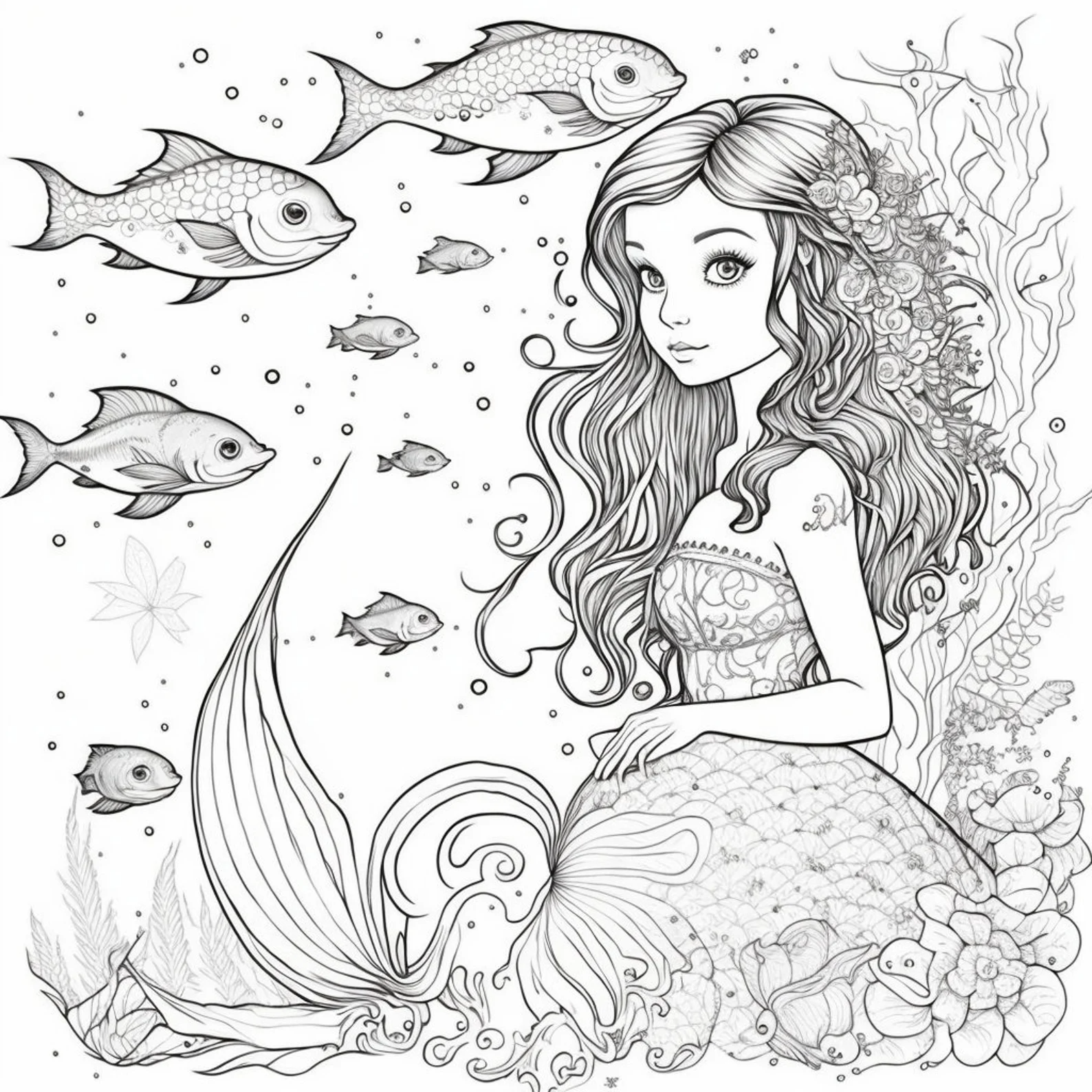 Magical mermaid coloring pages for kids, mermaid coloring pages ...