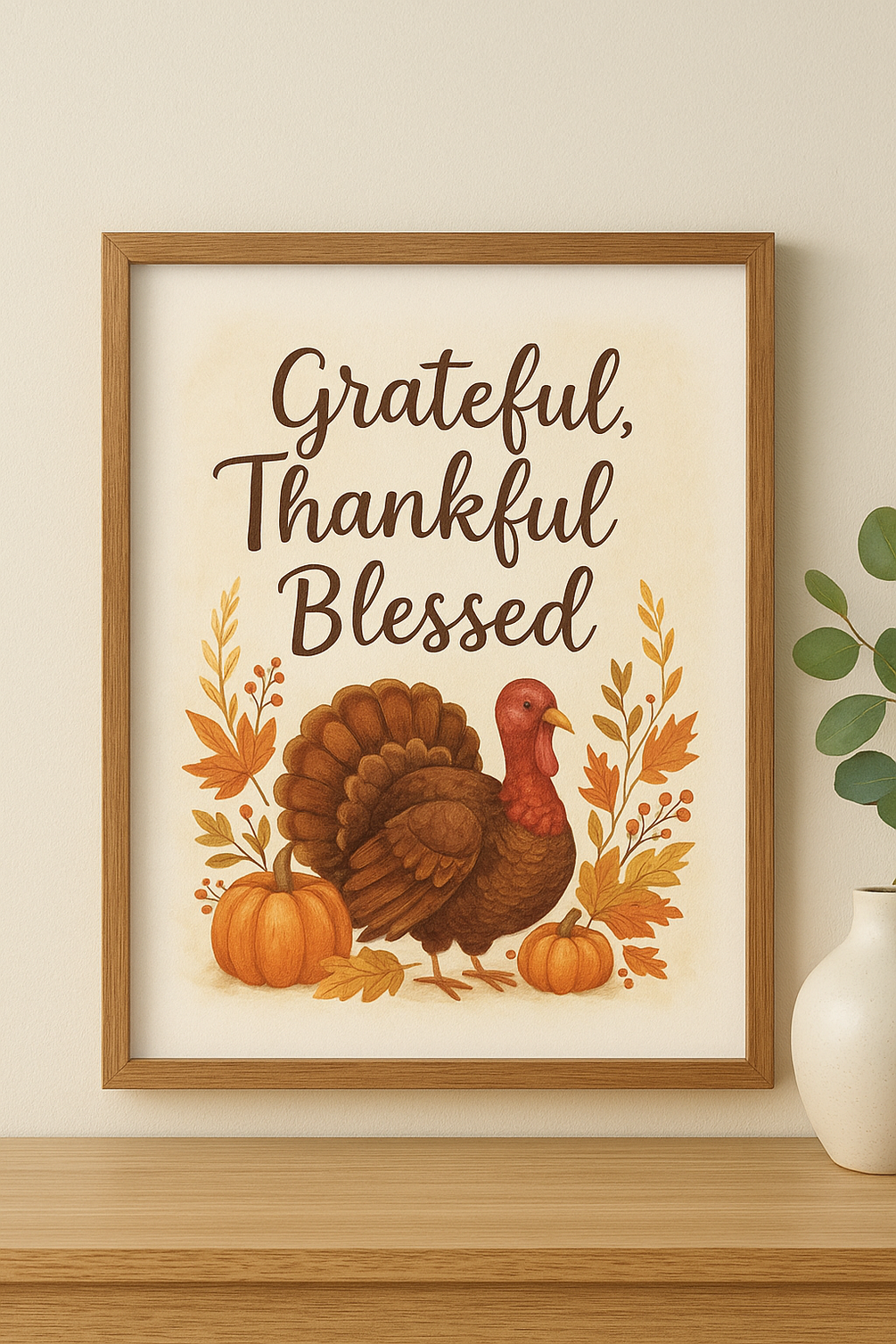 Thanksgiving Turkey Wall Art Printable – 8x10 Instant Download