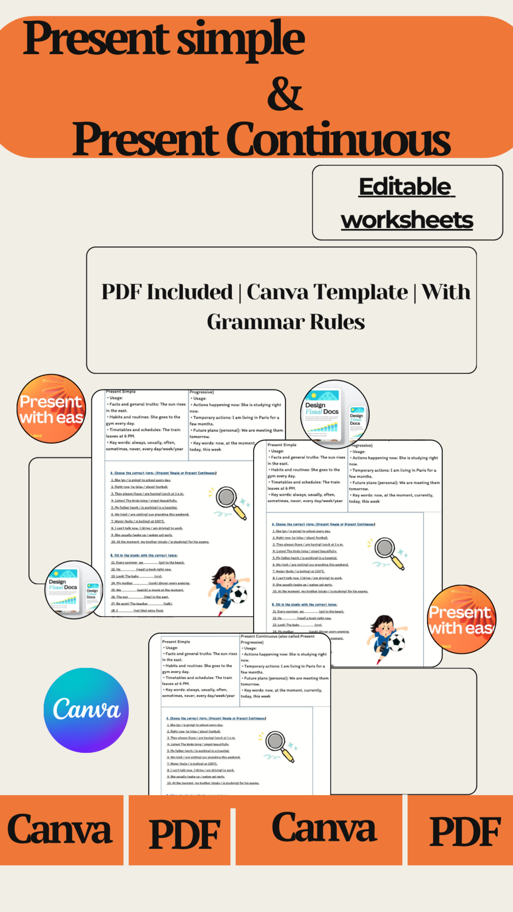 Present Simple and Present Continuous tense worksheet