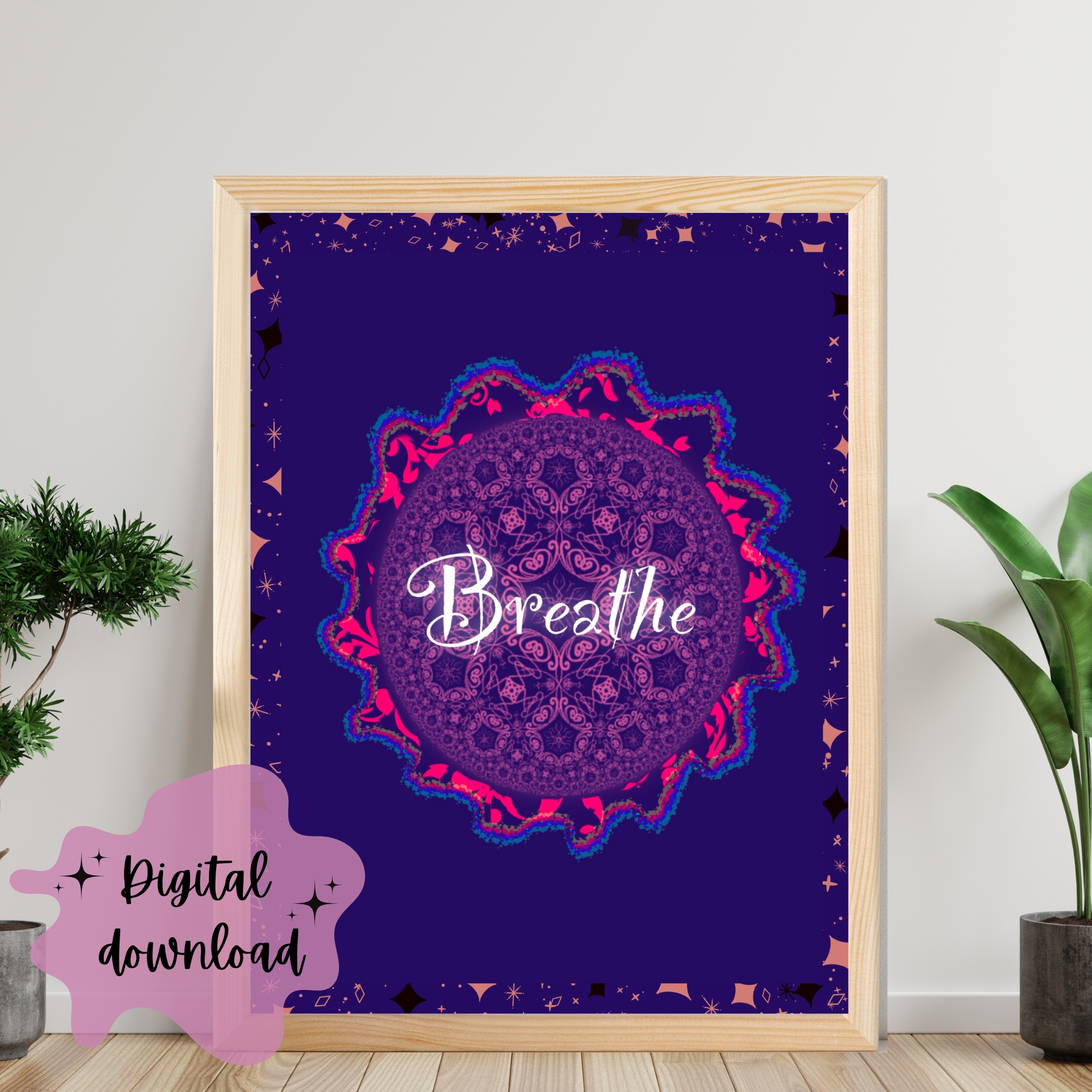 Breathe Printable Digital Wall Art | Positive Affirmation Digital Wall ...