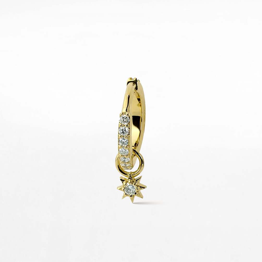 Modernist Diamond Pavé Hoop Earring with Charm