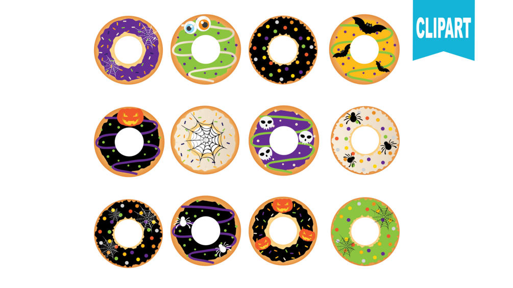 Halloween donut clipart - PNG file, instant download