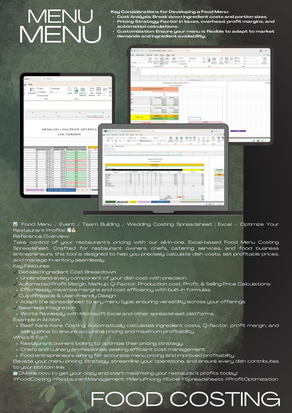 Ultimate Costing Toolkit: Food, Events & Weddings