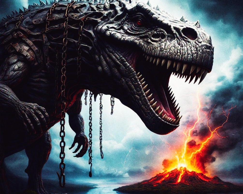 A Dinosaur in chains