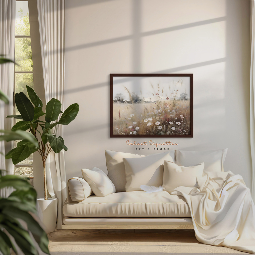 Botanical home decor canvas wildflower field print floral boho painting ...