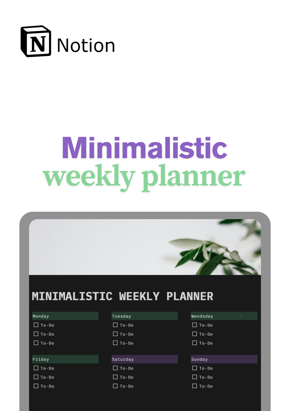 Minimalistic and Aesthetic Weekly Planner