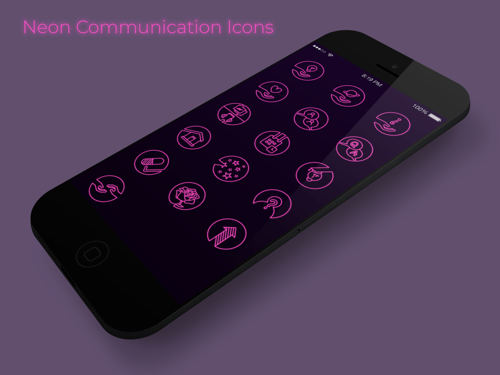 Neon Communication Icons