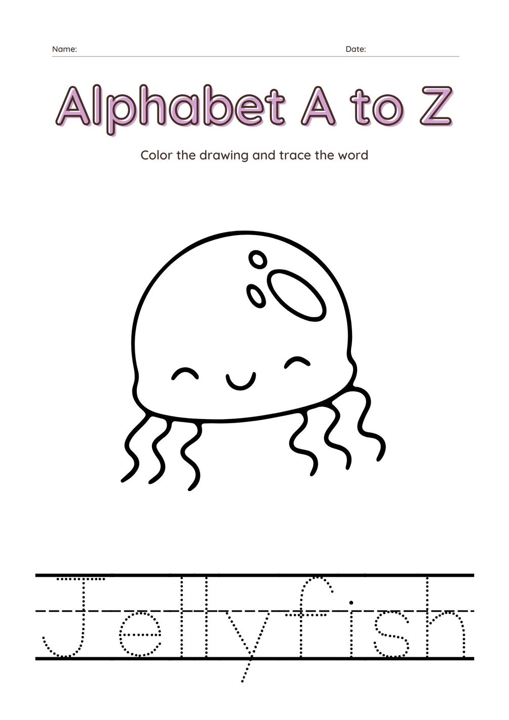 Alphabet A to Z Coloring Worksheet 1