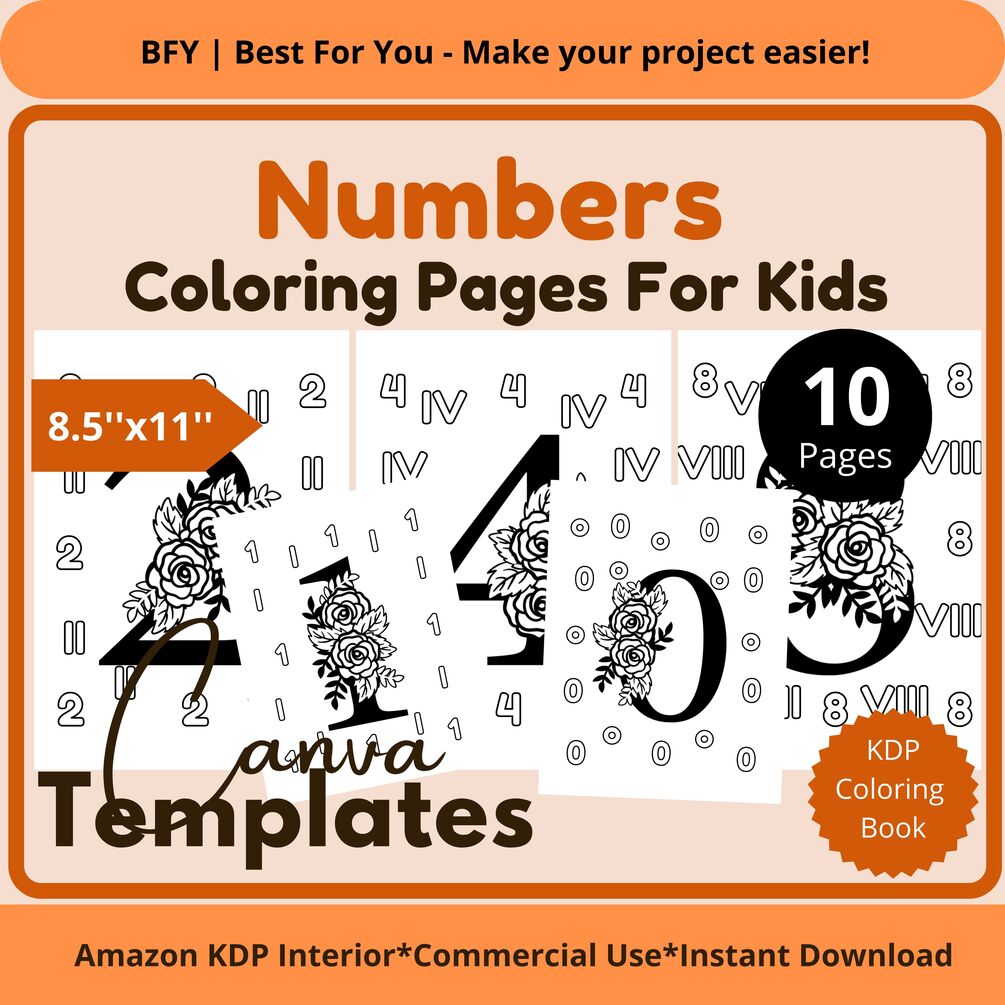 Printable Numbers Coloring Page | Coloring Pages For Kids 8.5x11 10 ...