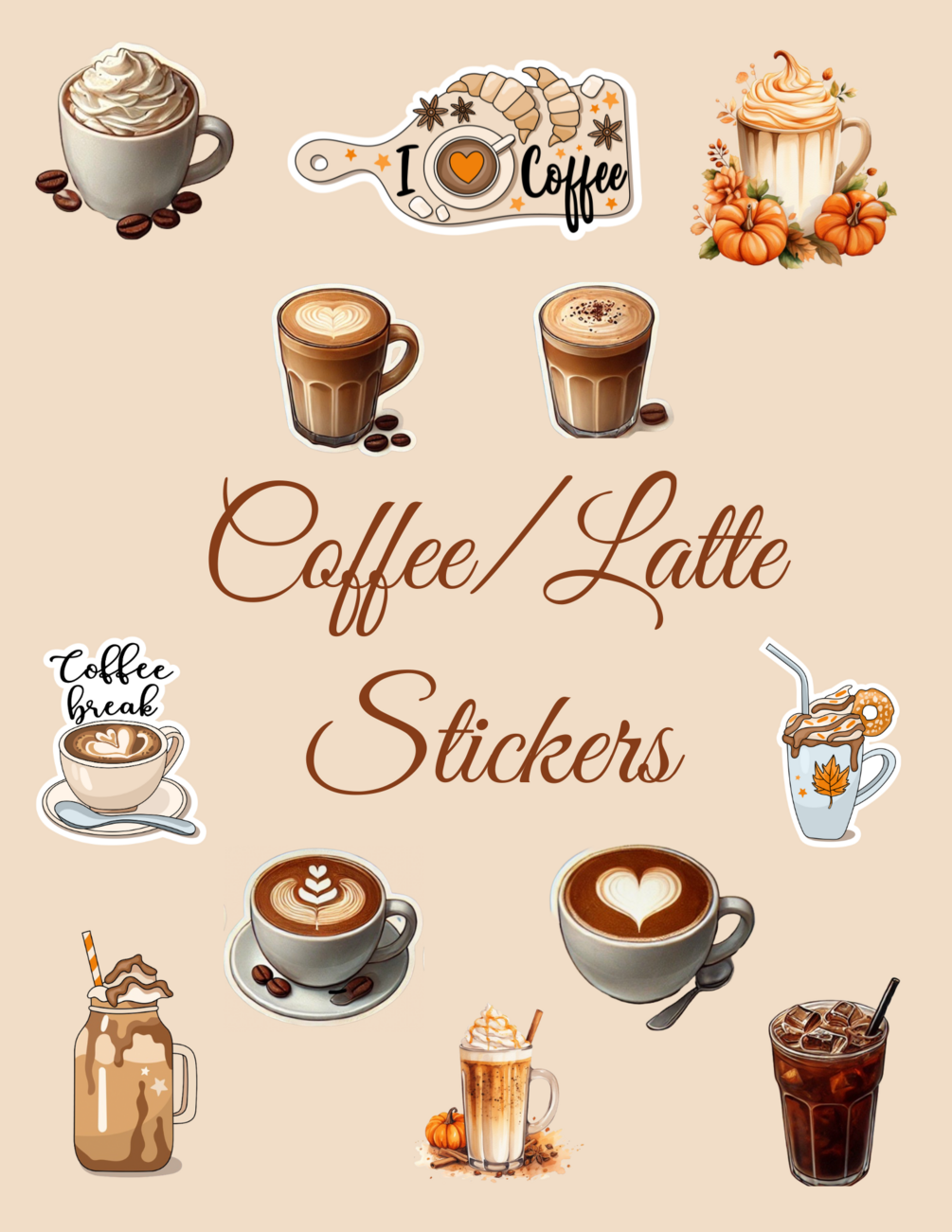 Coffee/Latte Stickers-Digital