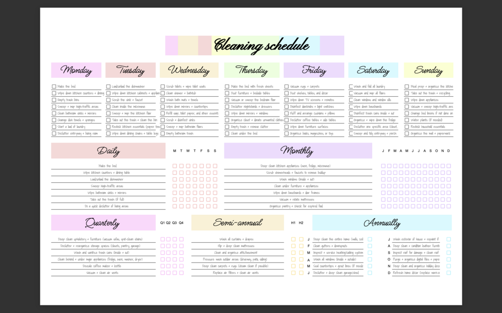Digital Cleaning Planner