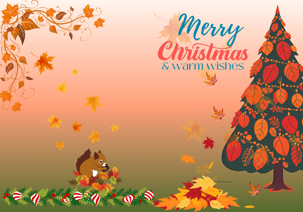 Autumn Meets Christmas Magic - Printable Greeting Card