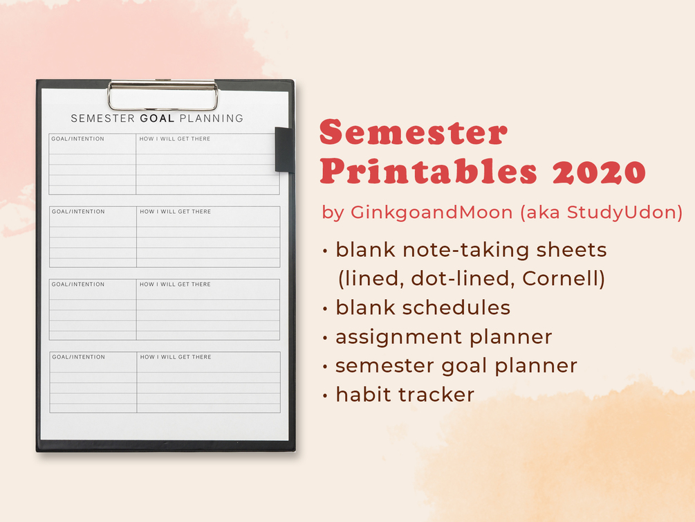 Semester Printables 2020