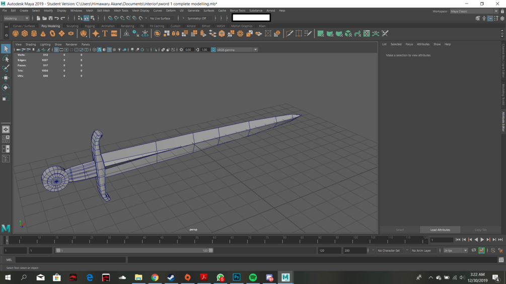 Interior Maya 2019 3D Design - Sword