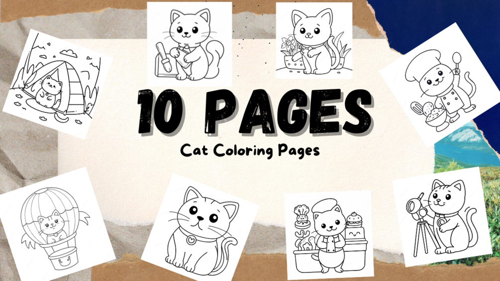 10 Pages I Cat Coloring Pages