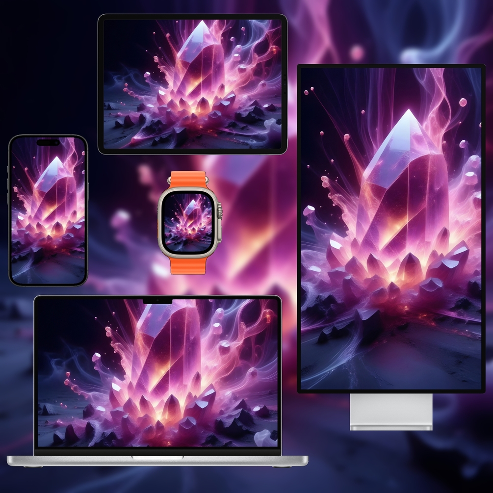 Surreal Geometric Crystal – Futuristic Neon Artwork with Vivid Magenta ...