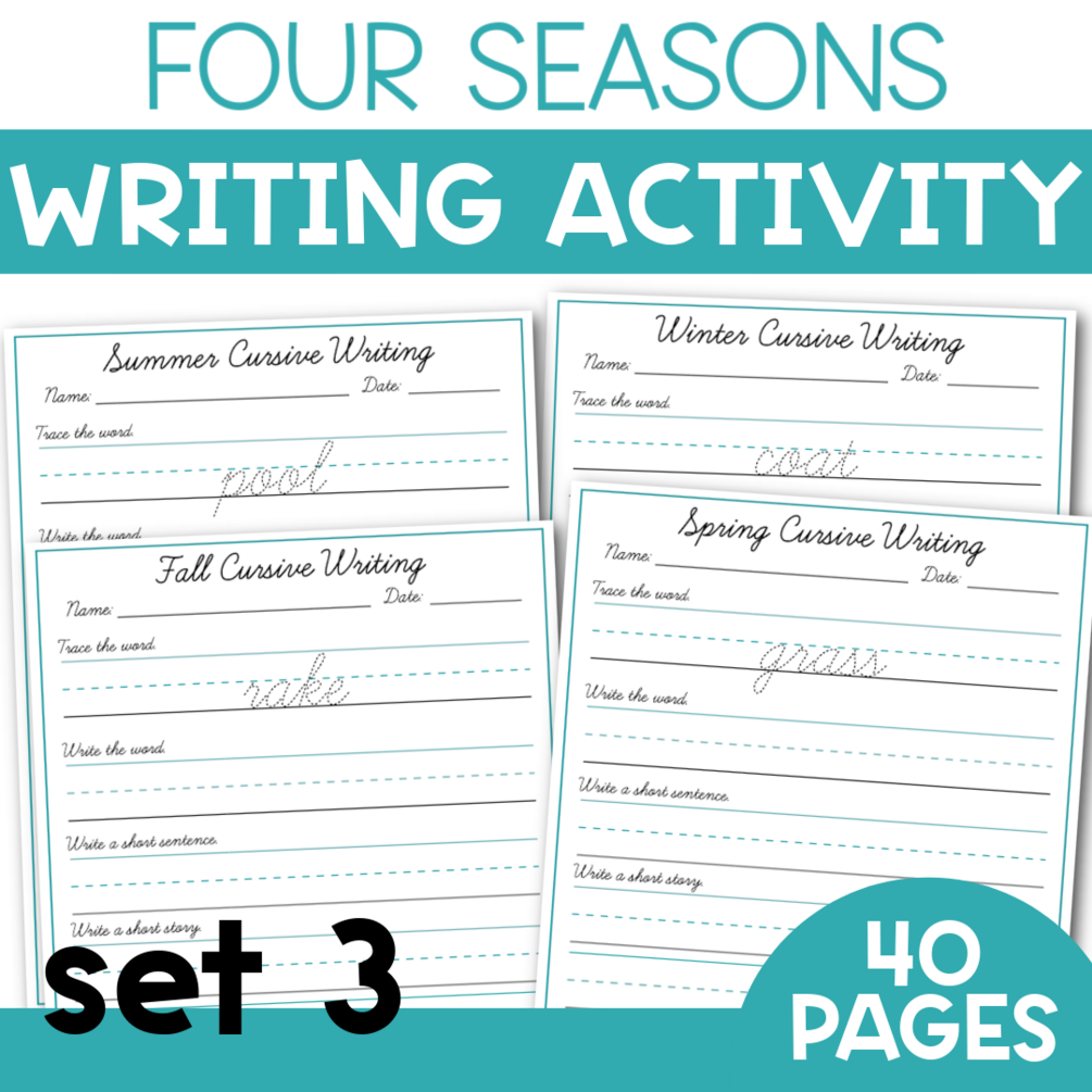 50 CURSIVE FOUR SEASONS WRITING ACTIVITY BUNDLE