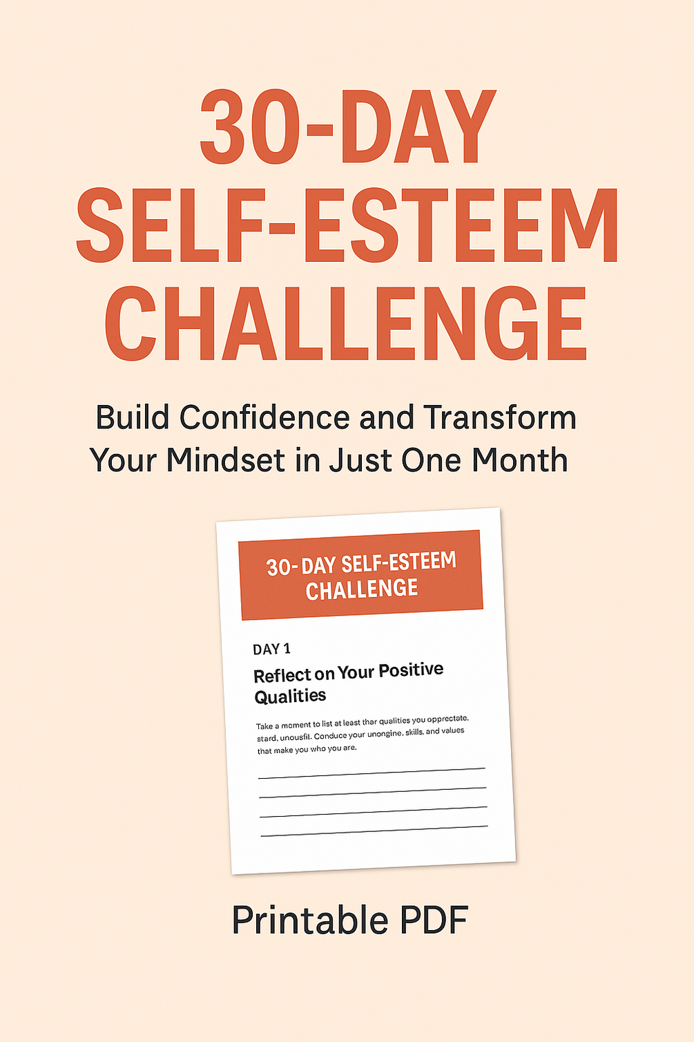 30-Day Self-Esteem Challenge for Personal Growth (Printable PDF) Build ...