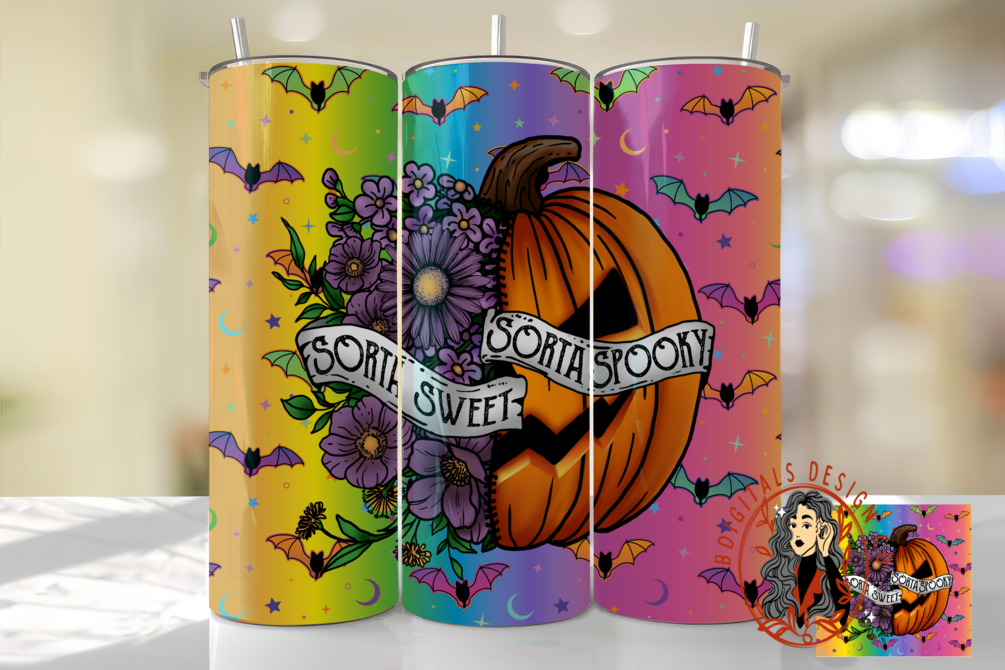 Sorta Sweet Sorta Spooky, Halloween, 20oz Skinny Tumbler Sublimation ...