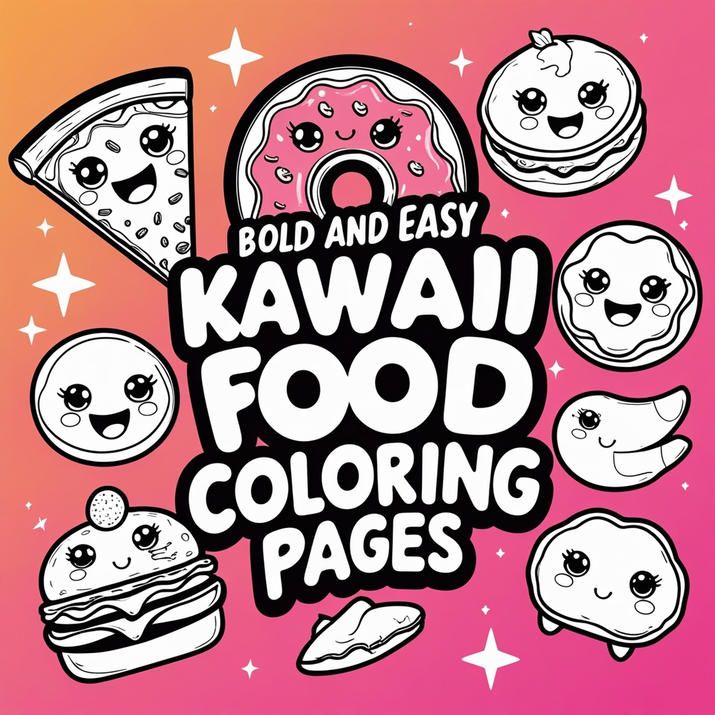 Bold & Easy Kawaii Food Coloring Pages | Instant Digital Download ...