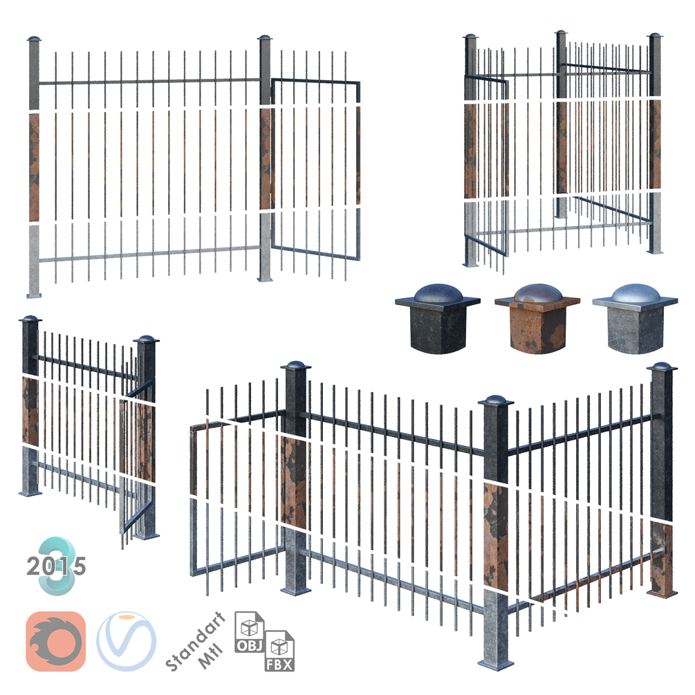 Set of English Fences | Snow-covered | PBR textures