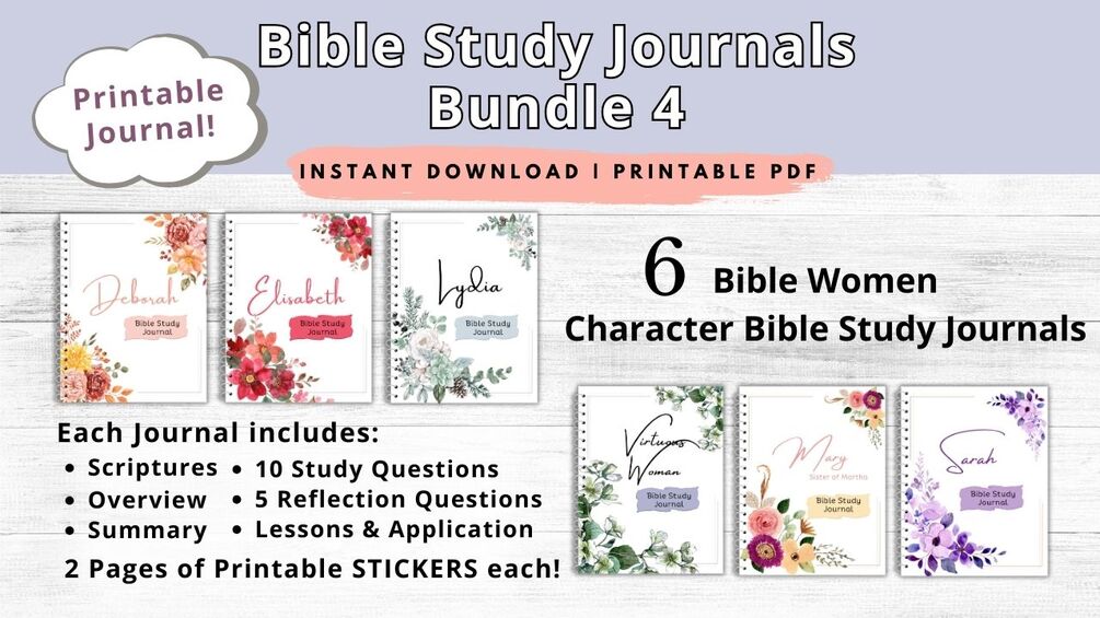 Printable Character Bible Study Journal Bundle 4