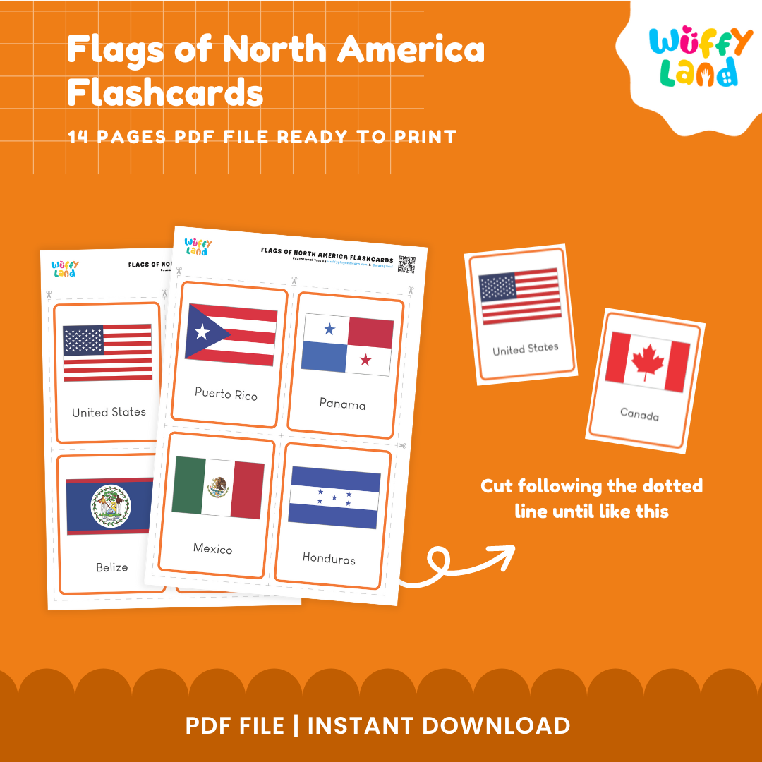 Explore North America: Printable Flags Flashcards for Kids ...