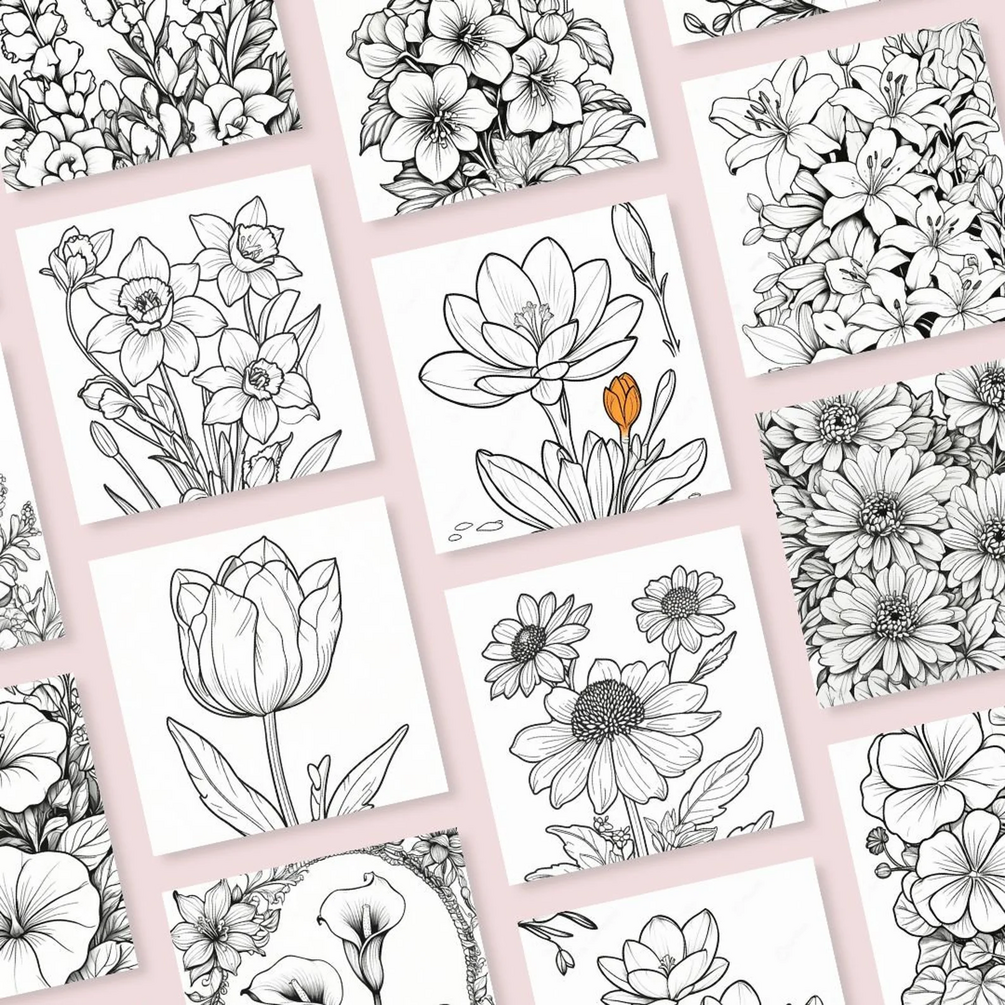 The Ultimate Bundle 100 Bloom & Botanicals Coloring Book Realistic ...