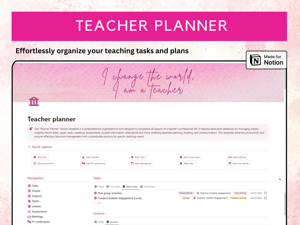 Teacher planner - Notion template