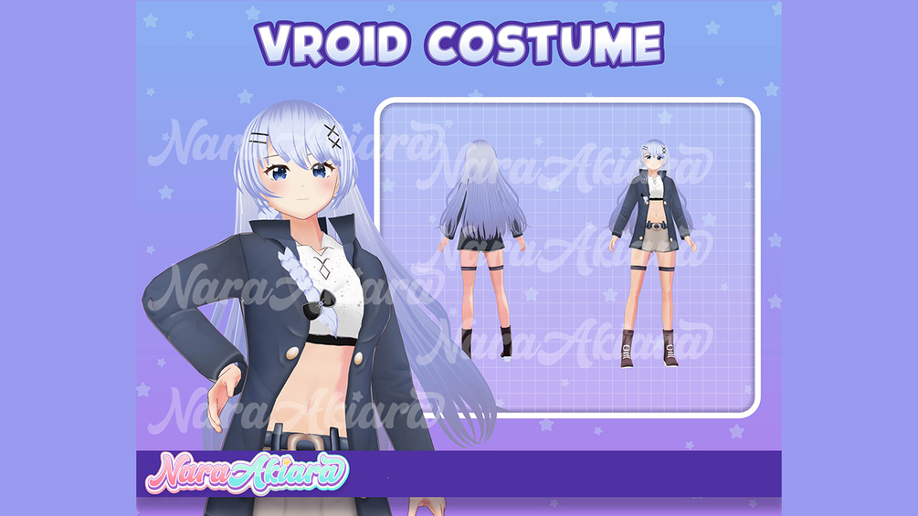 Show Your Style with 3D Vroid Clothes Blue Army Jacket Girl for Your ...