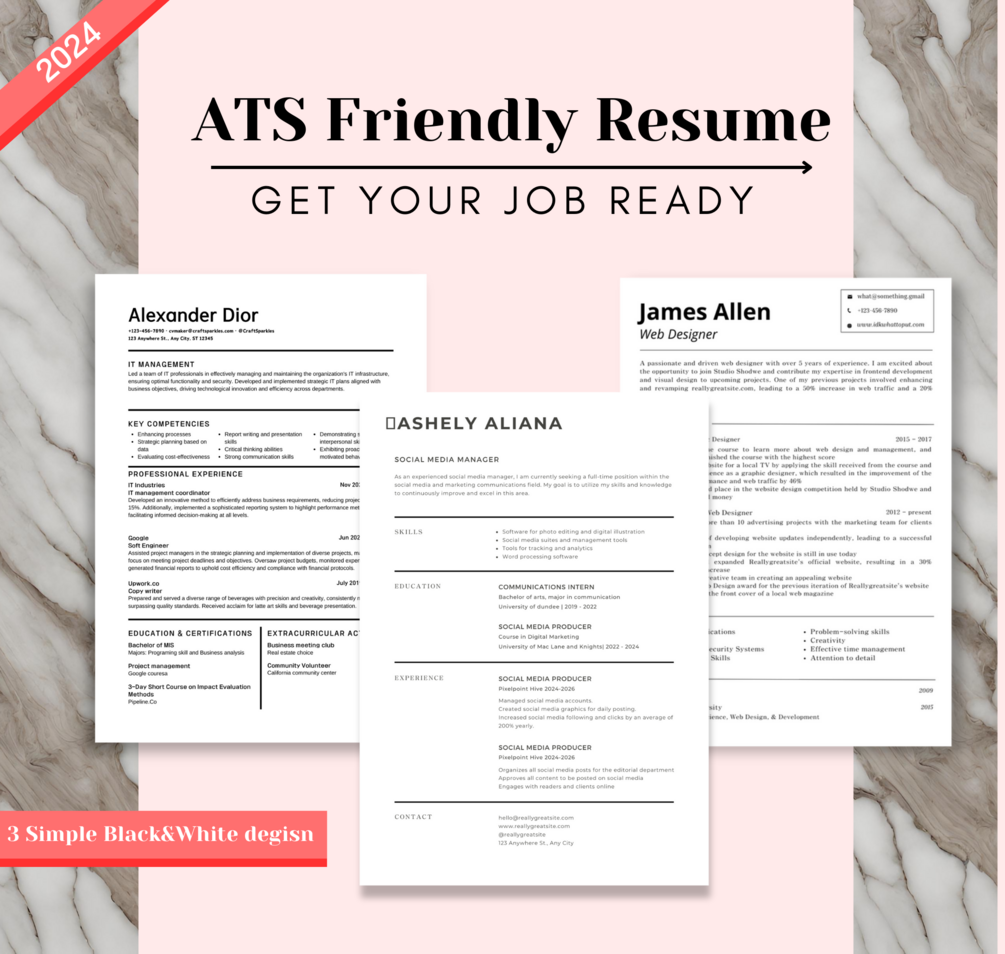 ATS Friendly Resume Template for Word and PDF. Modern and clean style ...