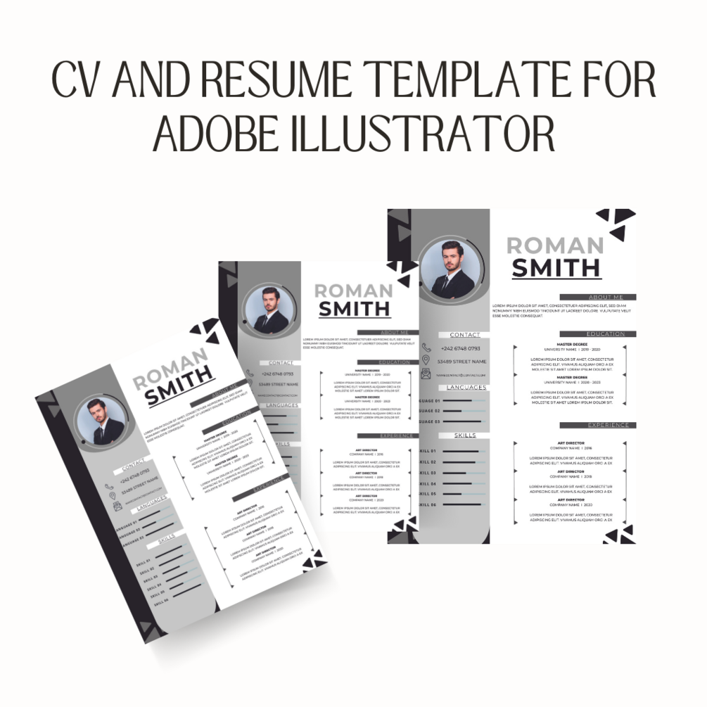 CV and Resume Template for Adobe Illustrator