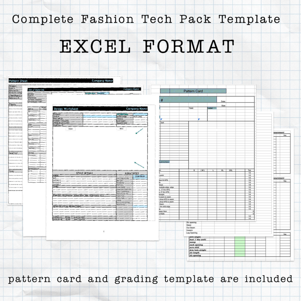 Complete Fashion Style TECH PACK 📊 | Excel Template for Apparel Brands ...
