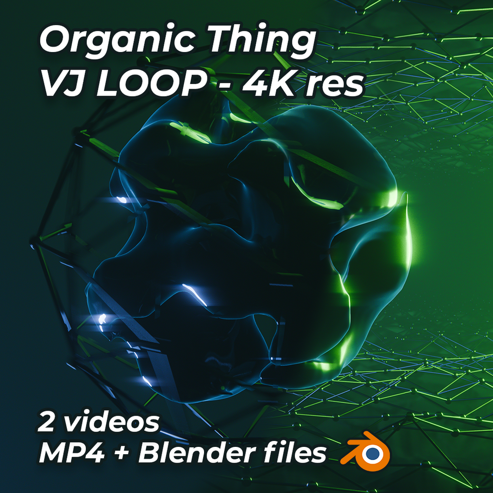 Organic Thing VJ Loop 2 videos 4k Resolution MP4 + Blender files(Geometry nodes setup)