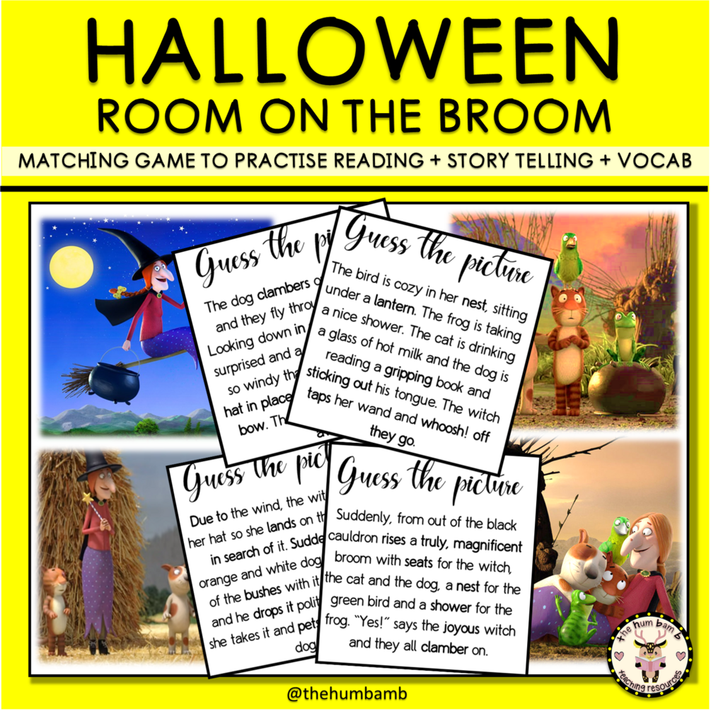 HALLOWEEN ROOM ON THE BROOM READING COMPREHENSION + PICTURE-TEXT ...