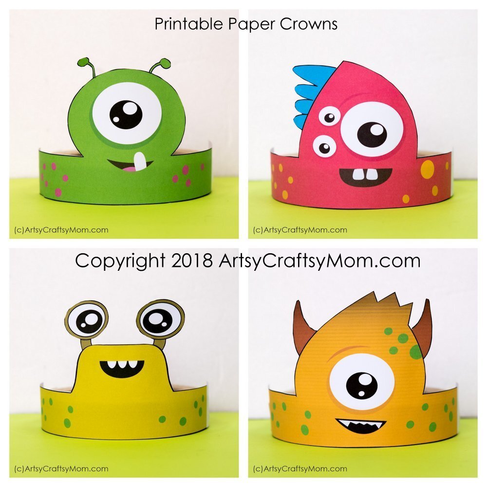 Printable Monster Paper Crowns
