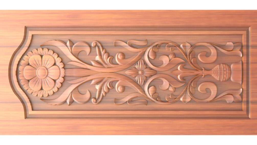 Elegant CNC ArtCam Panel with Floral Embellishments