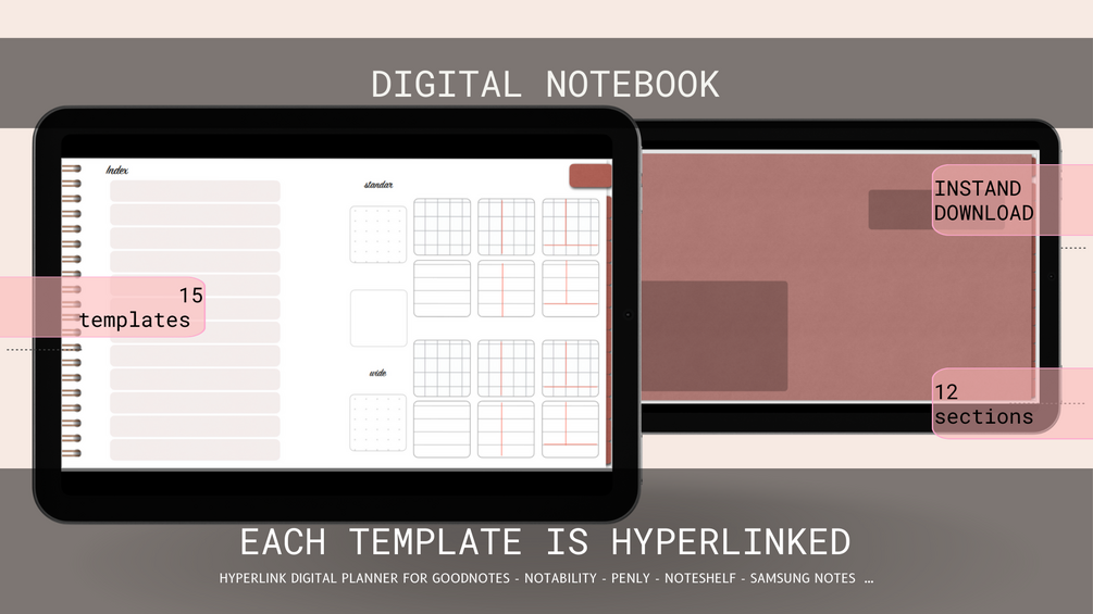 Free digital notebook | for goodnotes, kilonotes, penly, Samsung notes ...