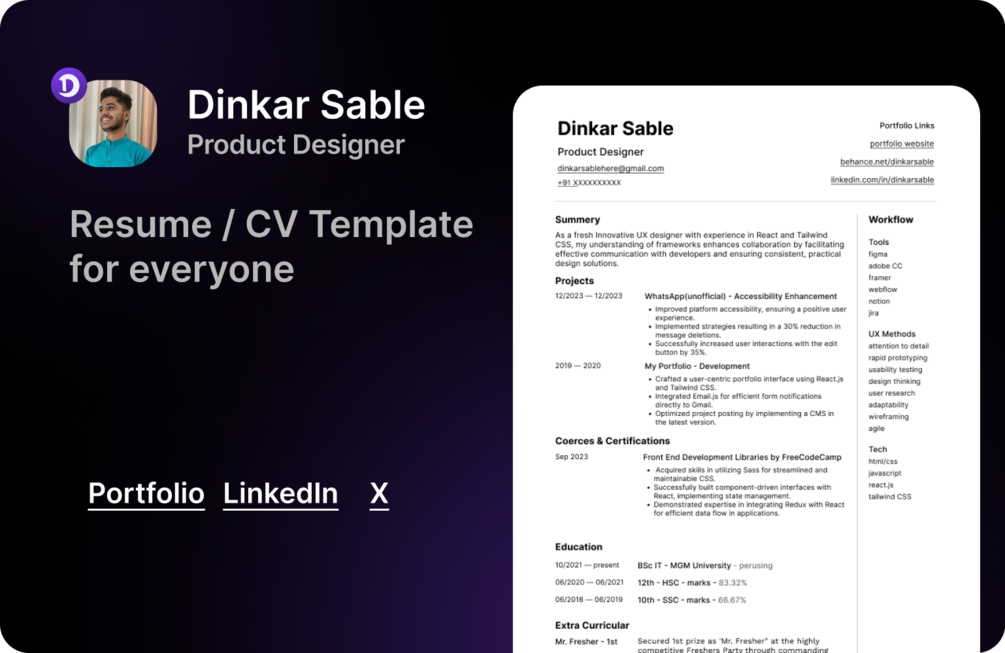 Resume / CV Figma Template for everyone