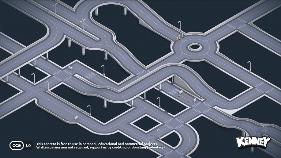 (FREE PRODUCT) Modular City Road Tracks Kit 3D Model